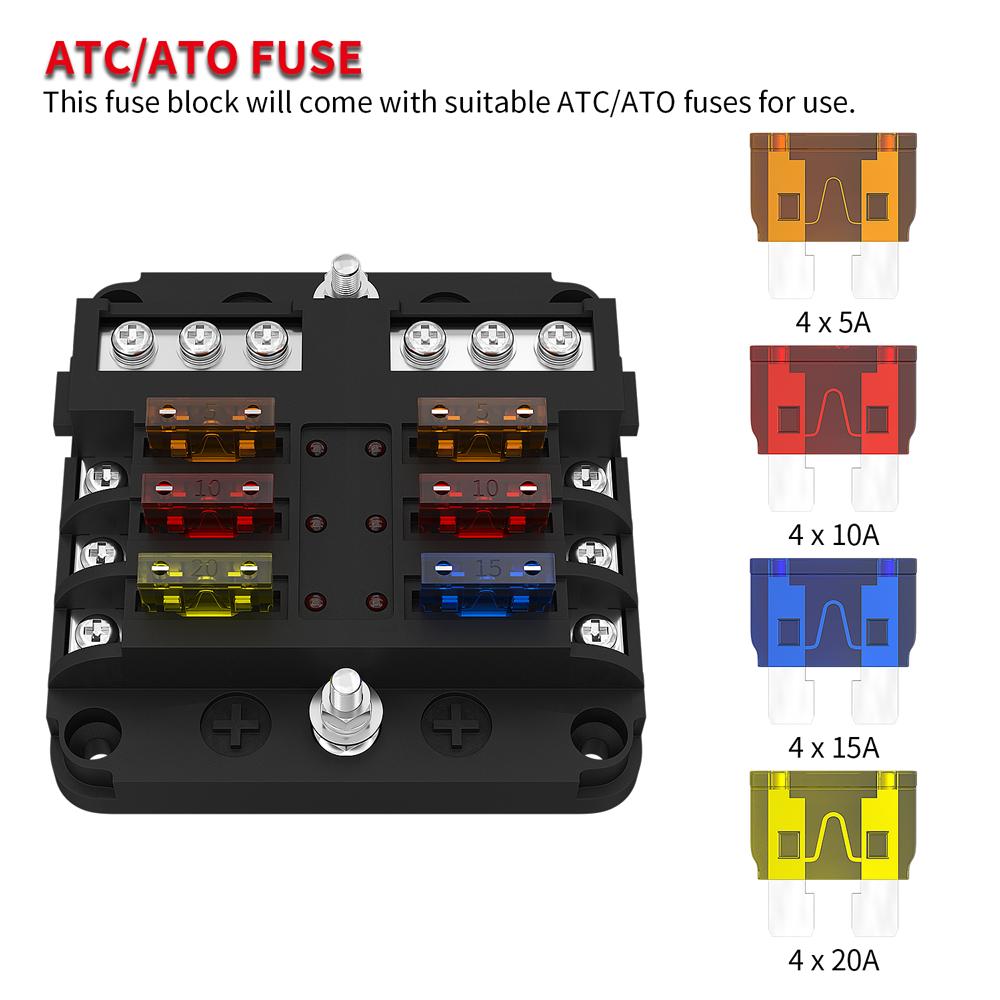 Heavy-Duty Waterproof 12V 6-Circuit Fuse Block with LED Indicators ...