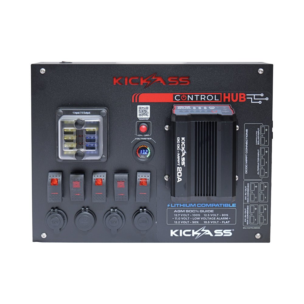 KickAss 12V Control Hub With 20A DCDC Charger – Camping Power Solutions